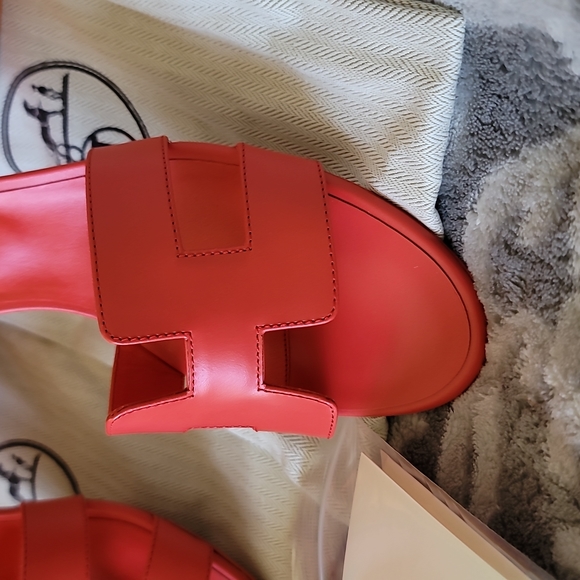 Hermes | Shoes | Hermes Oasis Hill Sandal Rouge Ribis Calfskin Leather ...